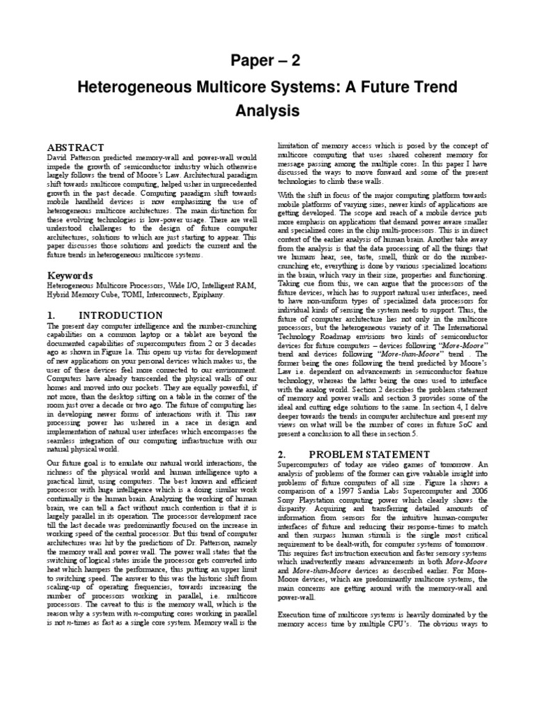 Heterogeneous Multicore Systems: A Future Trend Analysis | PDF | Multi Core Processor | Central ...