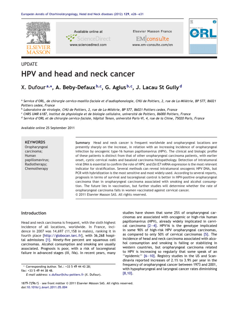 HPV and Head and Neck Cancer | PDF | Head And Neck Cancer | Cervical Cancer
