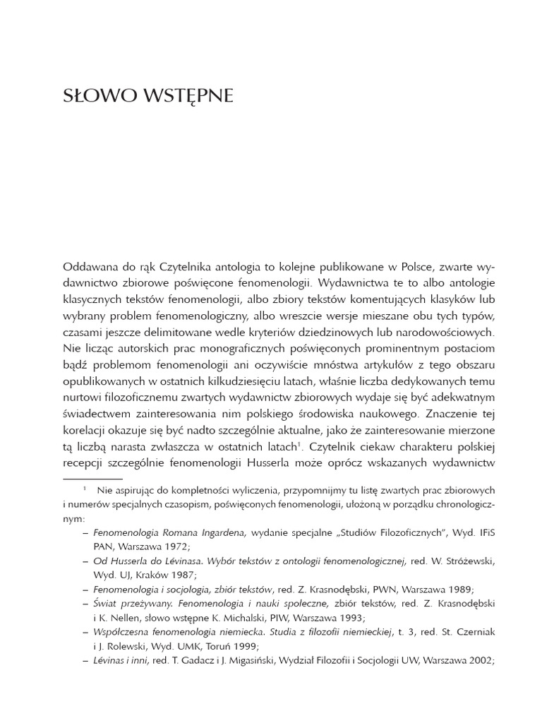Glowne Problemy Wspolczesnej Fenomenologii Migasinski Jacek Pokropski ...