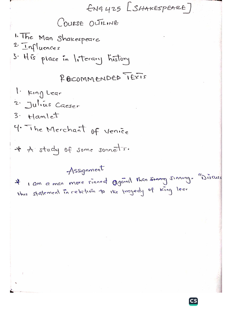 Eng 425 Shakespeare | PDF