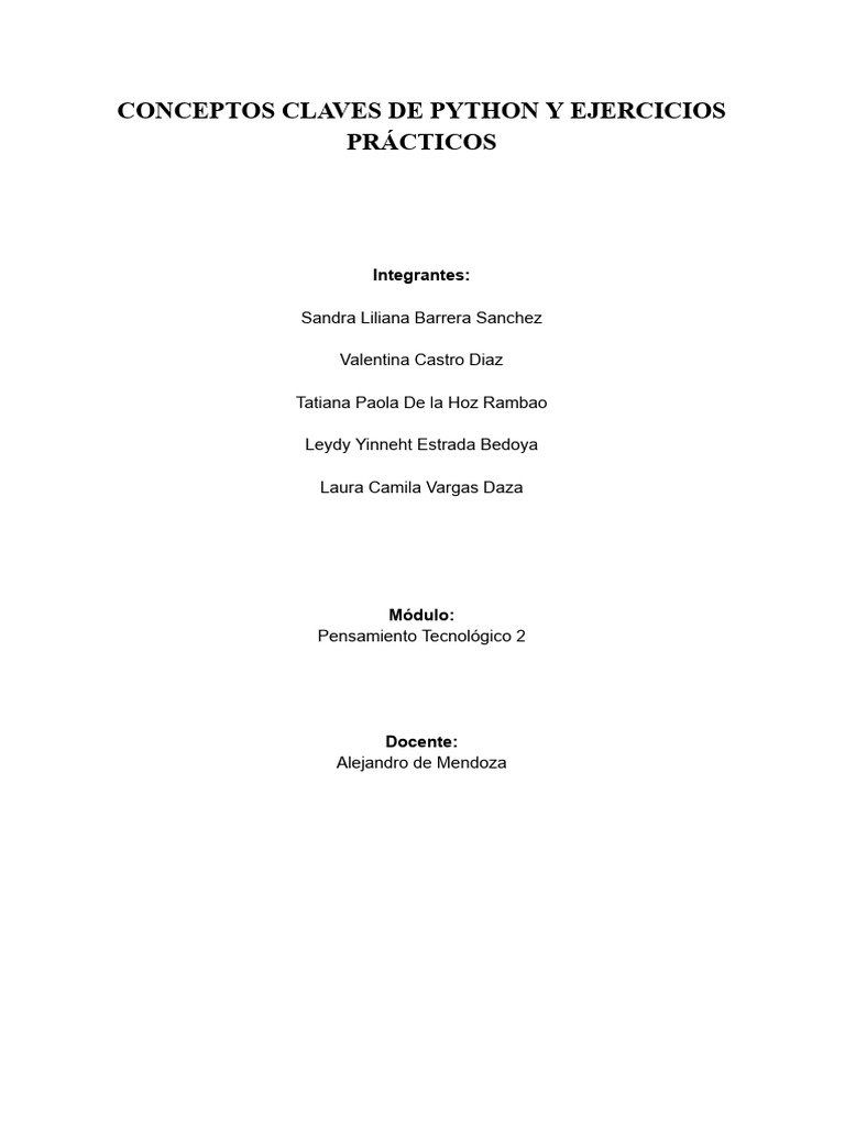 Conceptos Básicos de Python y Ejercicios Prácticos | PDF | Python (lenguaje de programación ...