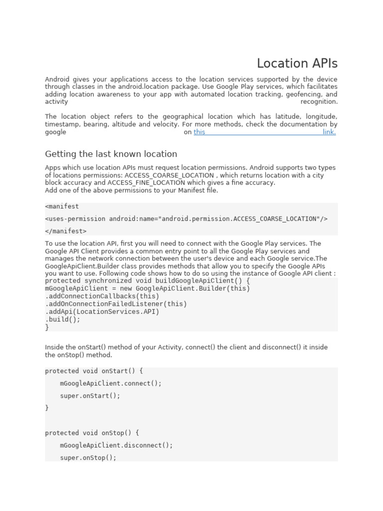 Android 30 (Location APIs) | PDF | Google Play | Android (Operating System)