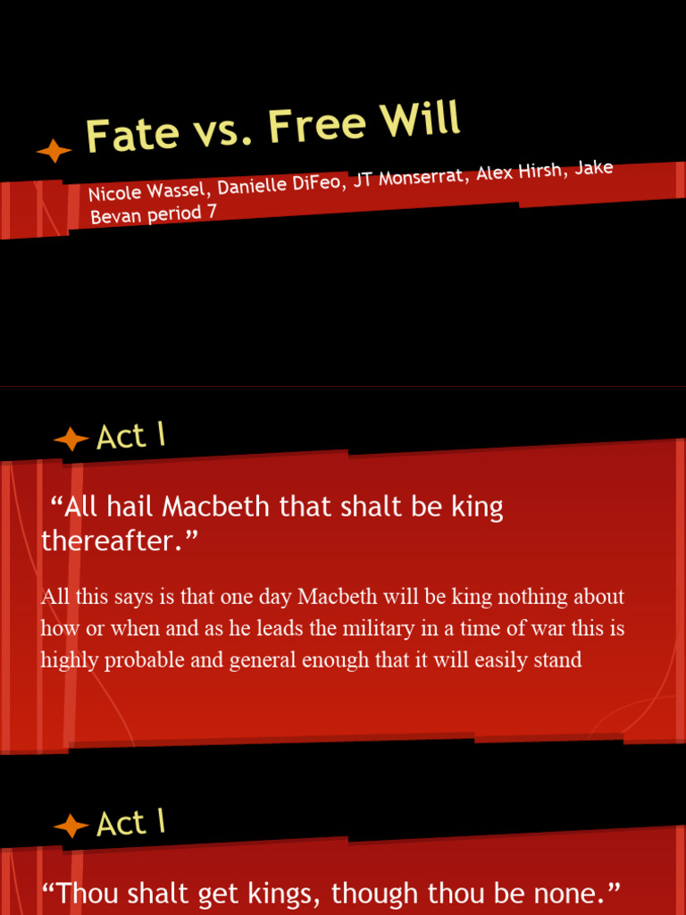 Fate vs. Free Will in Macbeth | PDF | Shakespearean Characters | Macbeth