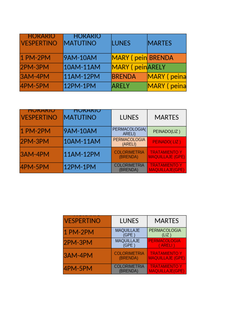 Horario de Clases | PDF