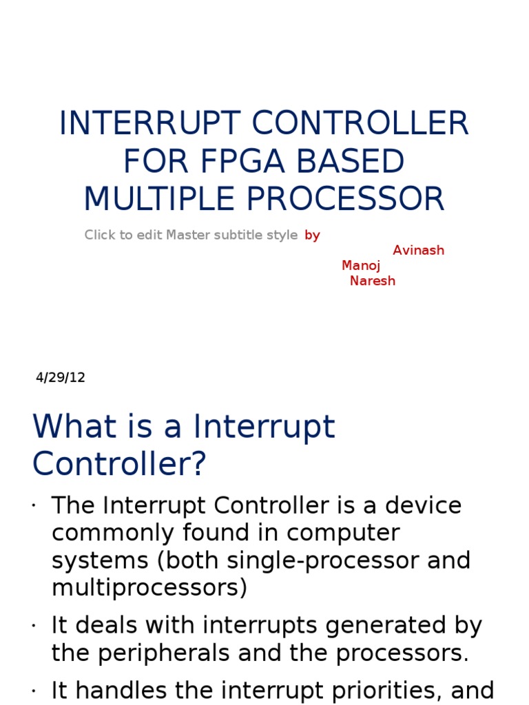 Fpga Based Interrupt Controller For Multiple Processor | PDF | Central Processing Unit | Digital ...
