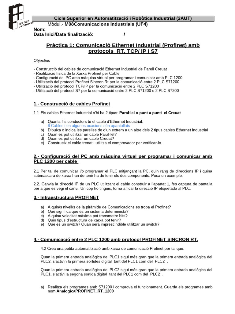 Practica 1 Profinet I | PDF