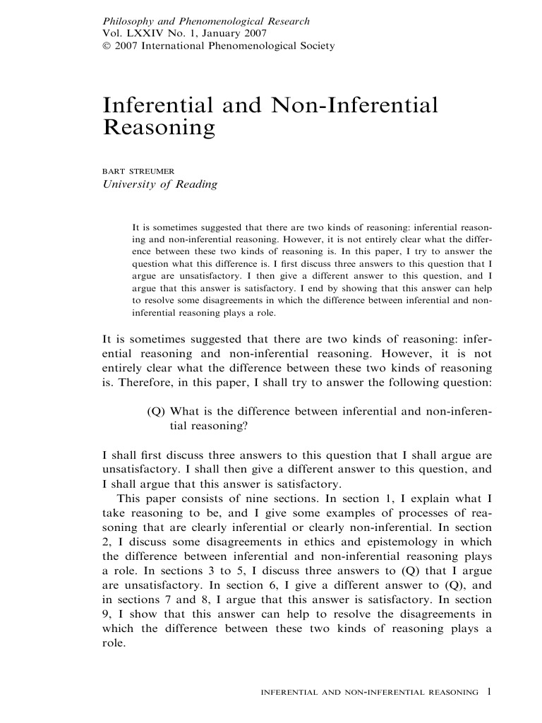 Difference Between Inferential and Non-Inferential Reasoning | PDF ...