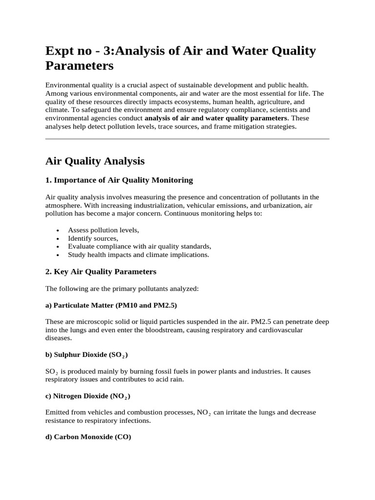 E3-Air and Water Quality Parameters-Analysis | PDF | Air Pollution ...