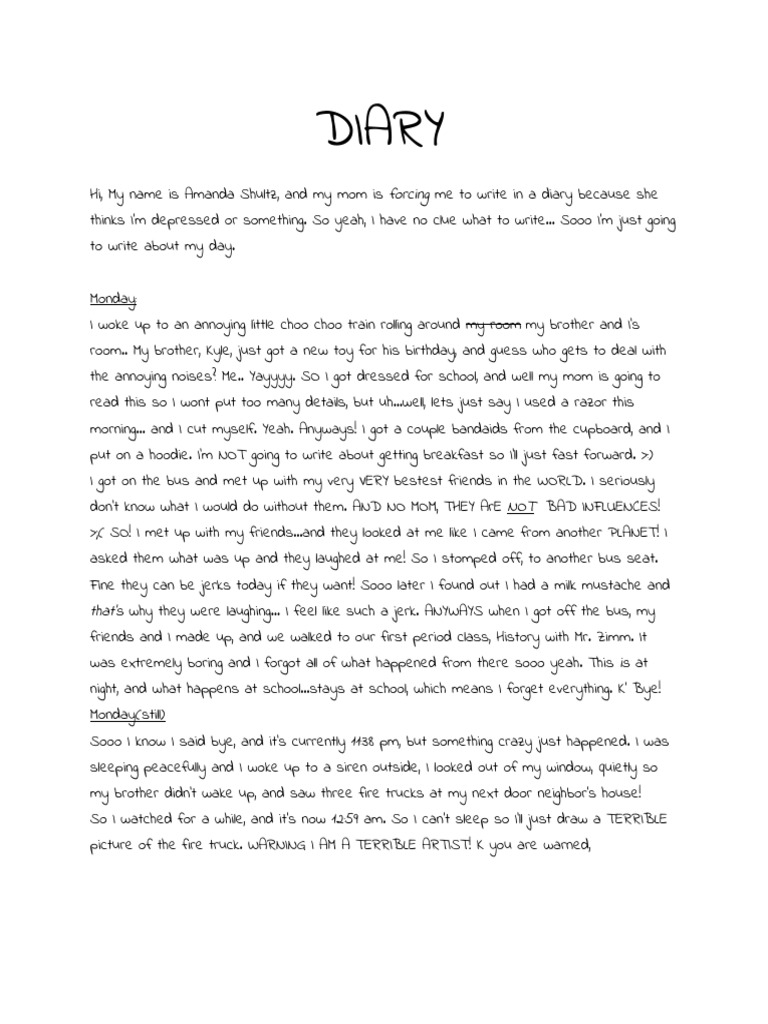 Amanda's Diary: A Teen's Journey | PDF