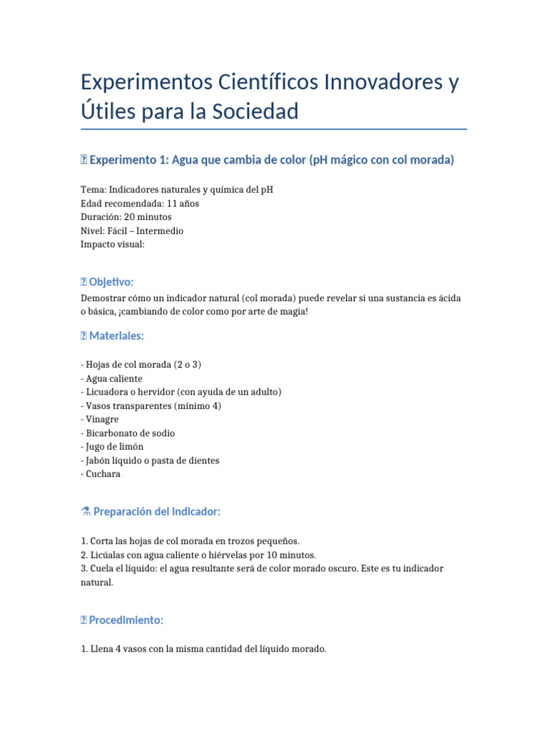 Experimentos Cientificos para Niños | PDF | Agua | Color