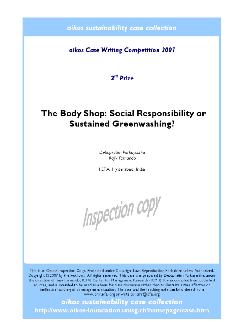 The Body Shop: Social Responsibility or Sustained Greenwashing? | PDF