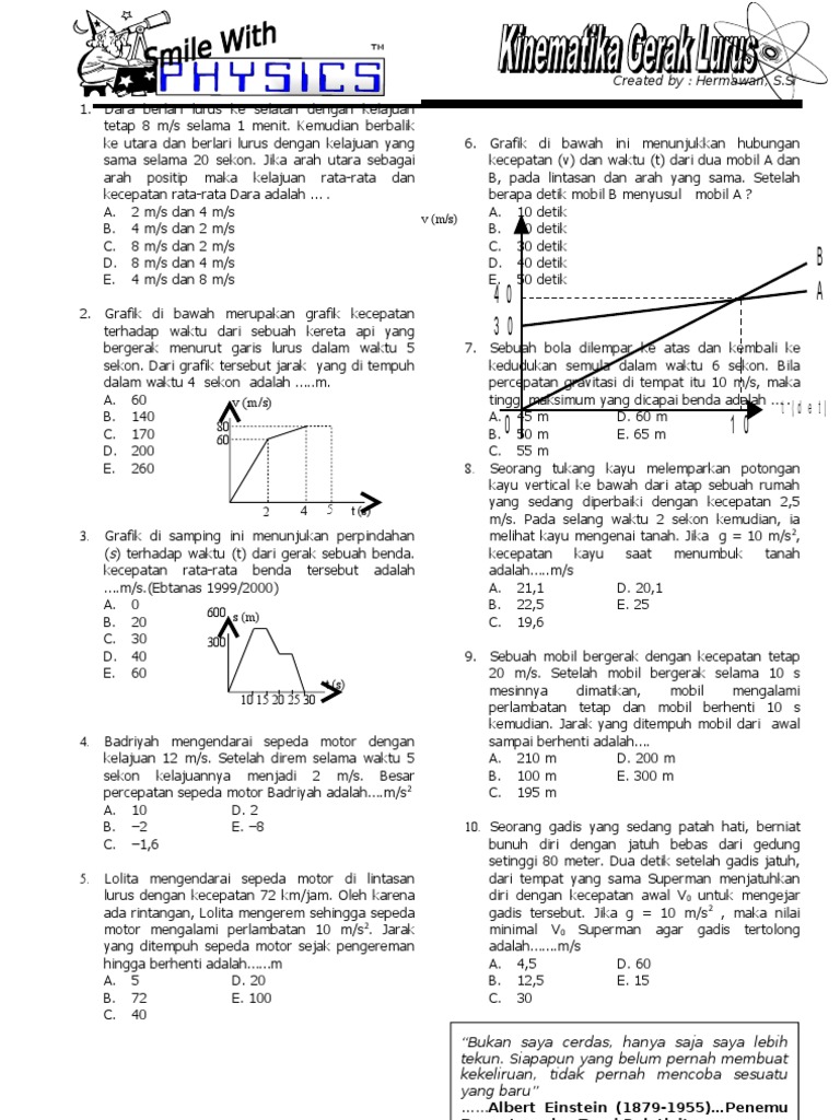 Soal Kinematika Gerak Lurus A | PDF