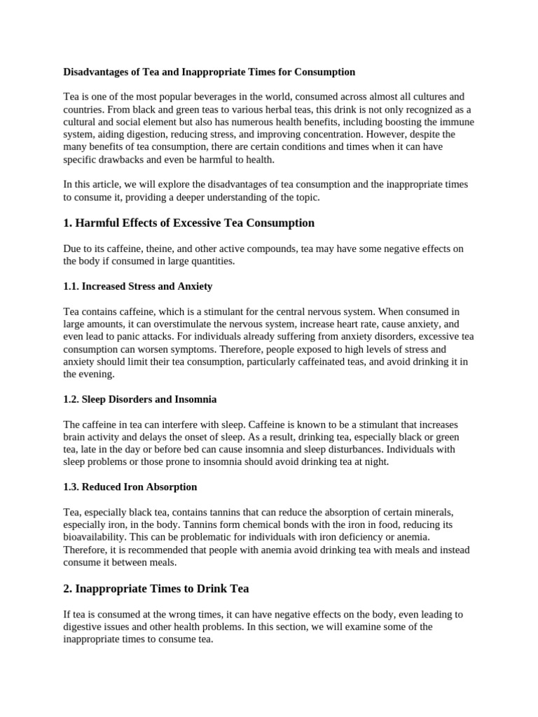 Disadvantages and Timing of Tea Consumption | PDF | Caffeine | Insomnia