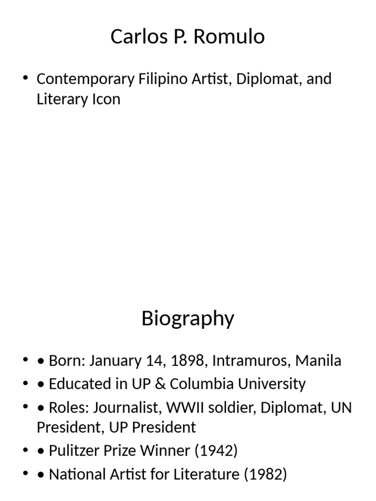 Carlos P. Romulo: Art and Diplomacy | PDF