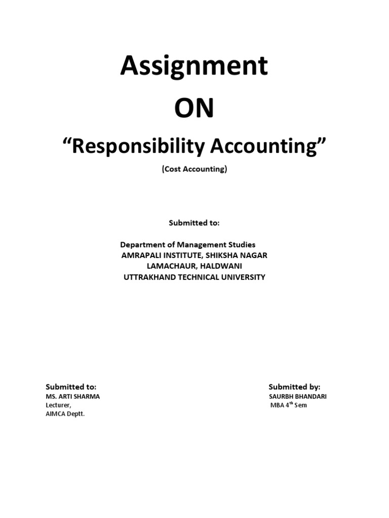 "Responsibility Accounting": Assignment ON | PDF | Payroll | Economies