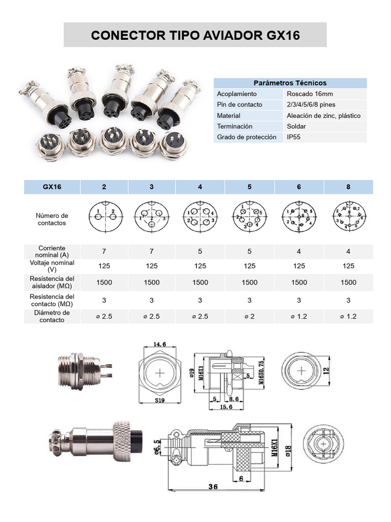 Conector GX16 Datasheet | PDF