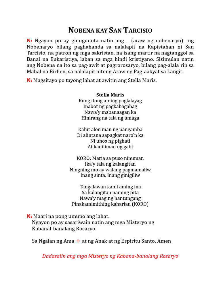 Nobena Kay San Tarcisio | PDF