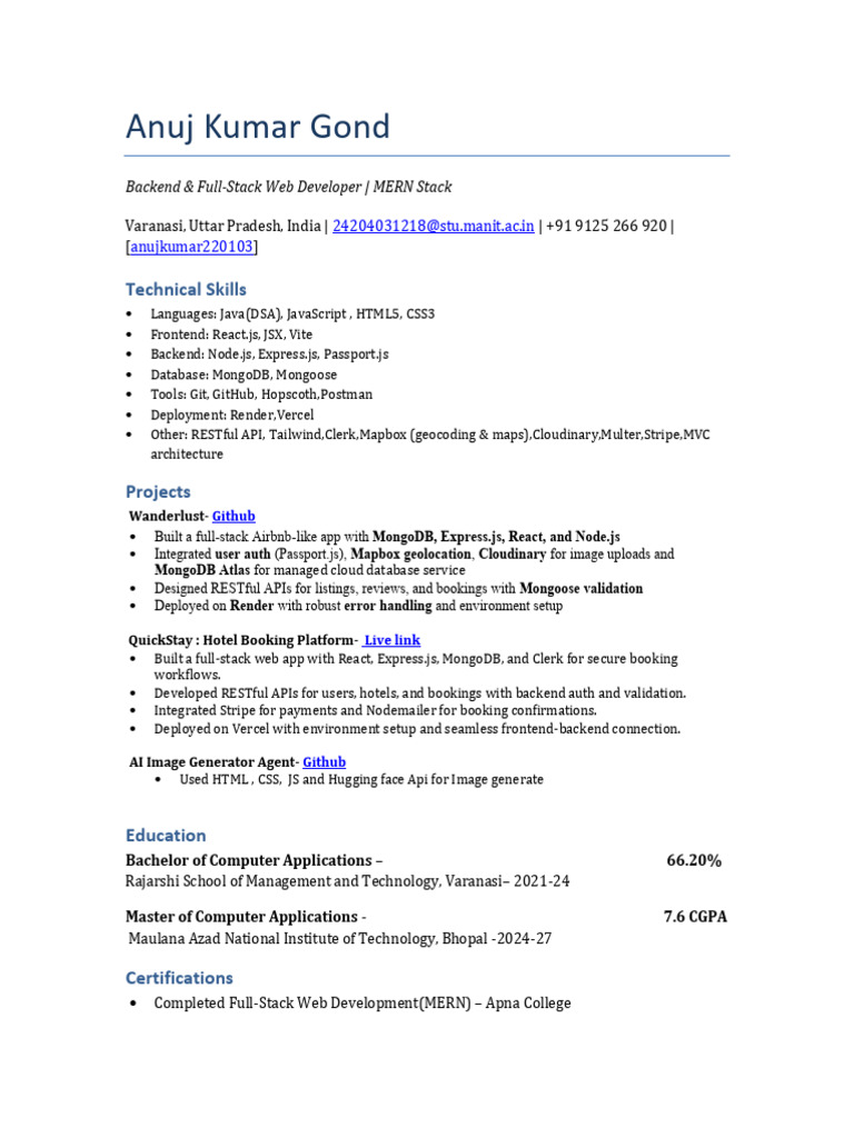 Resume Anuj | PDF
