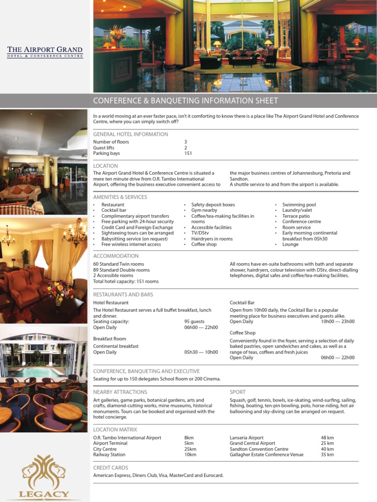 The Airport Grand Hotel Fact Sheet | PDF | Hotel | Fax