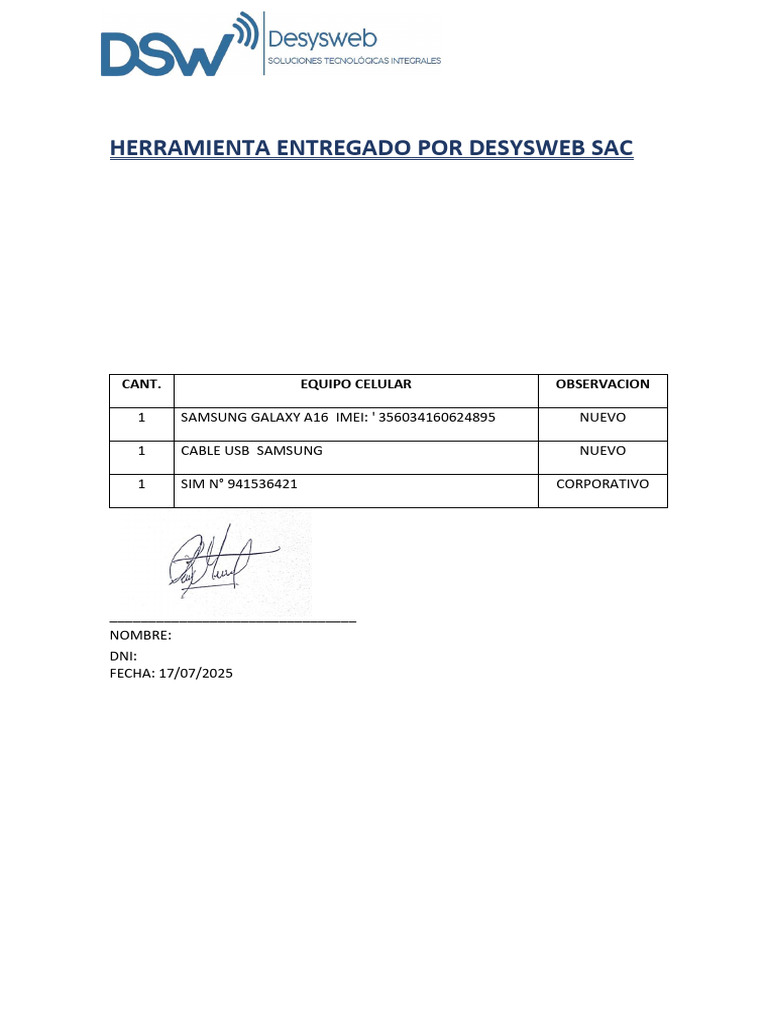 Cargo Deyvi Mallqui | PDF