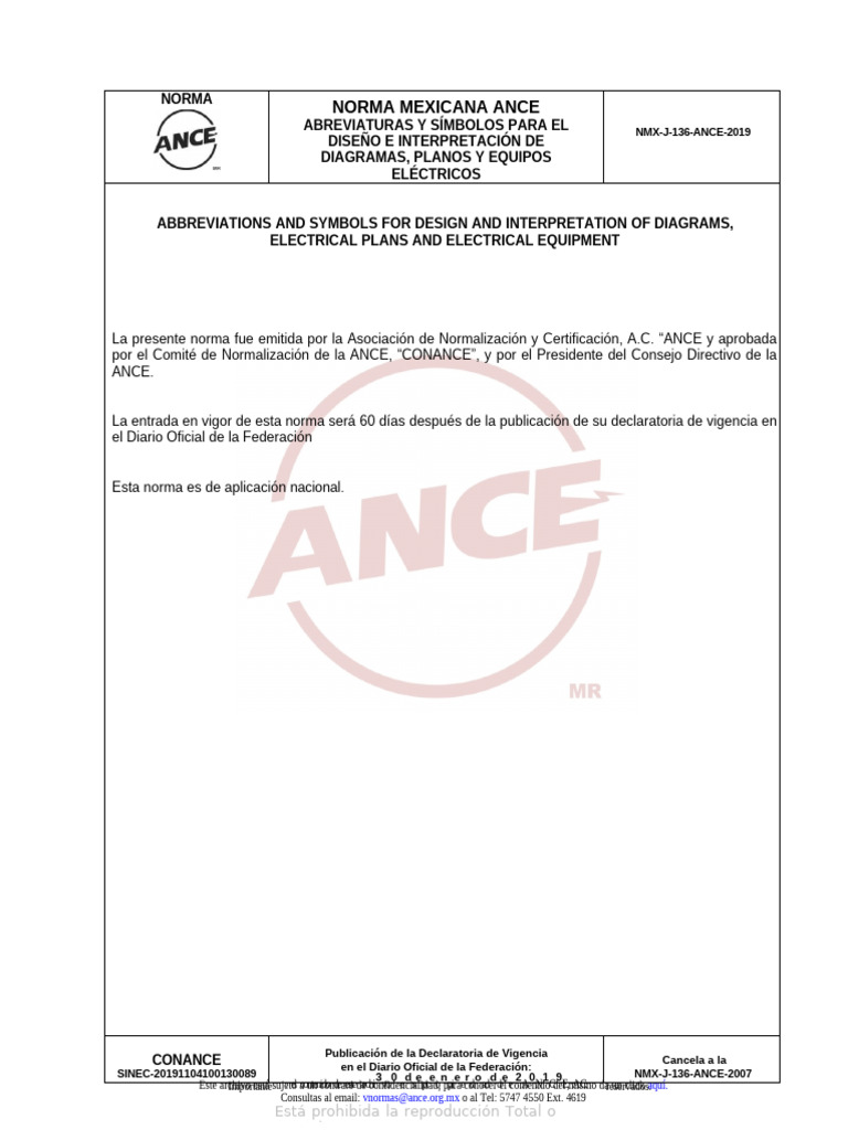 Norma NMX-J-136-ANCE-2019: Símbolos Eléctricos | PDF | Ingenieria ...