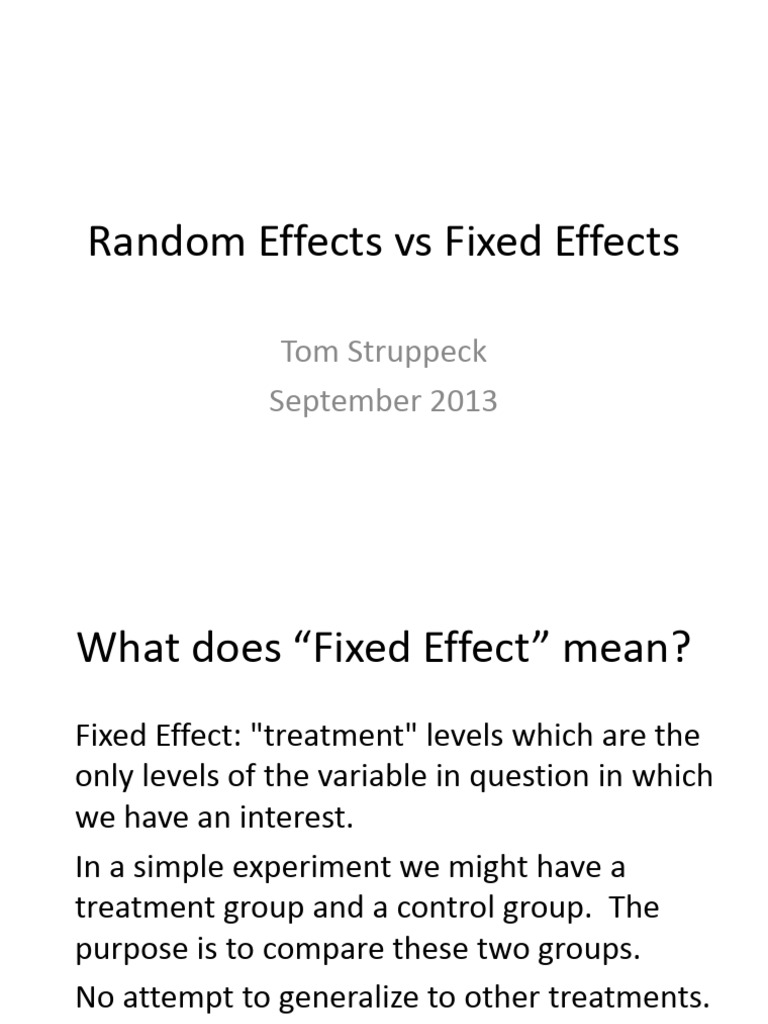 Random Effects Vs Fixed Effects | PDF | Statistical Inference ...