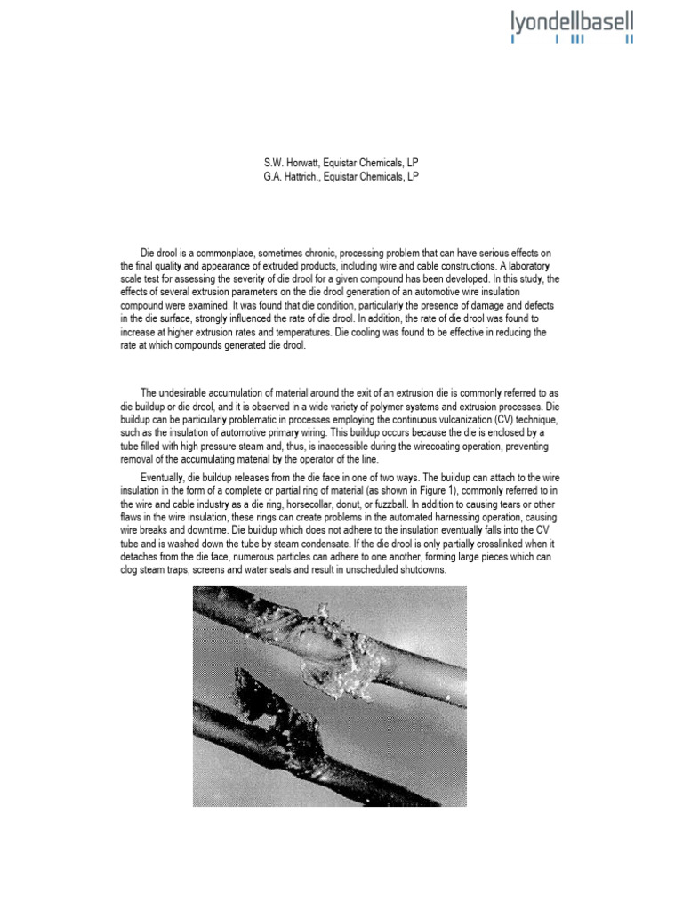 Die Drool in Polyolefin Compounding | PDF | Extrusion | Polymers