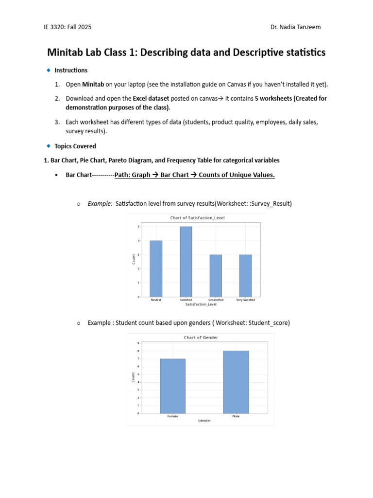 Lab 1 - IE 3320 - Dr. Nadia Tanzeem | PDF | Descriptive Statistics ...