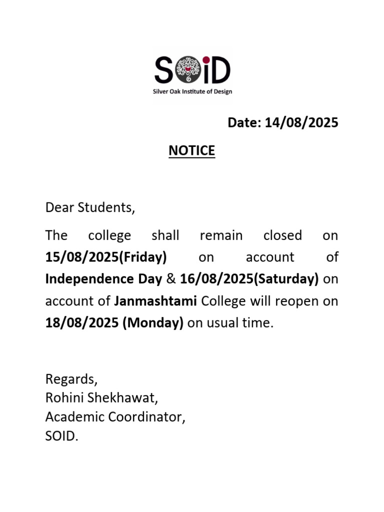 Holiday Notice | PDF