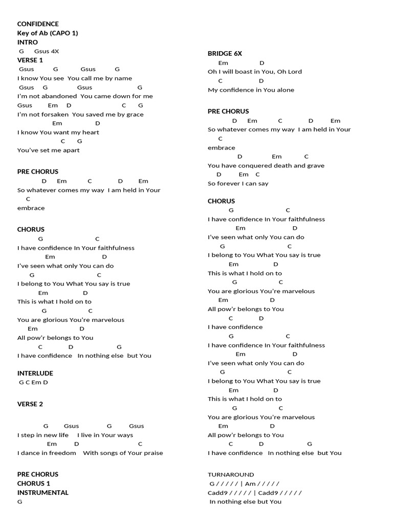 Confidence Capo1 111941 | PDF | Songs