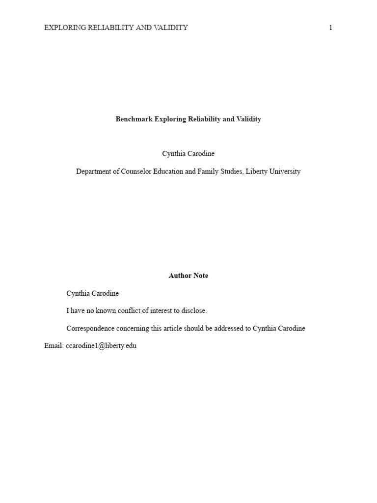 Benchmark Exploring Reliability and Validity | PDF | Validity (Statistics) | Psychometrics
