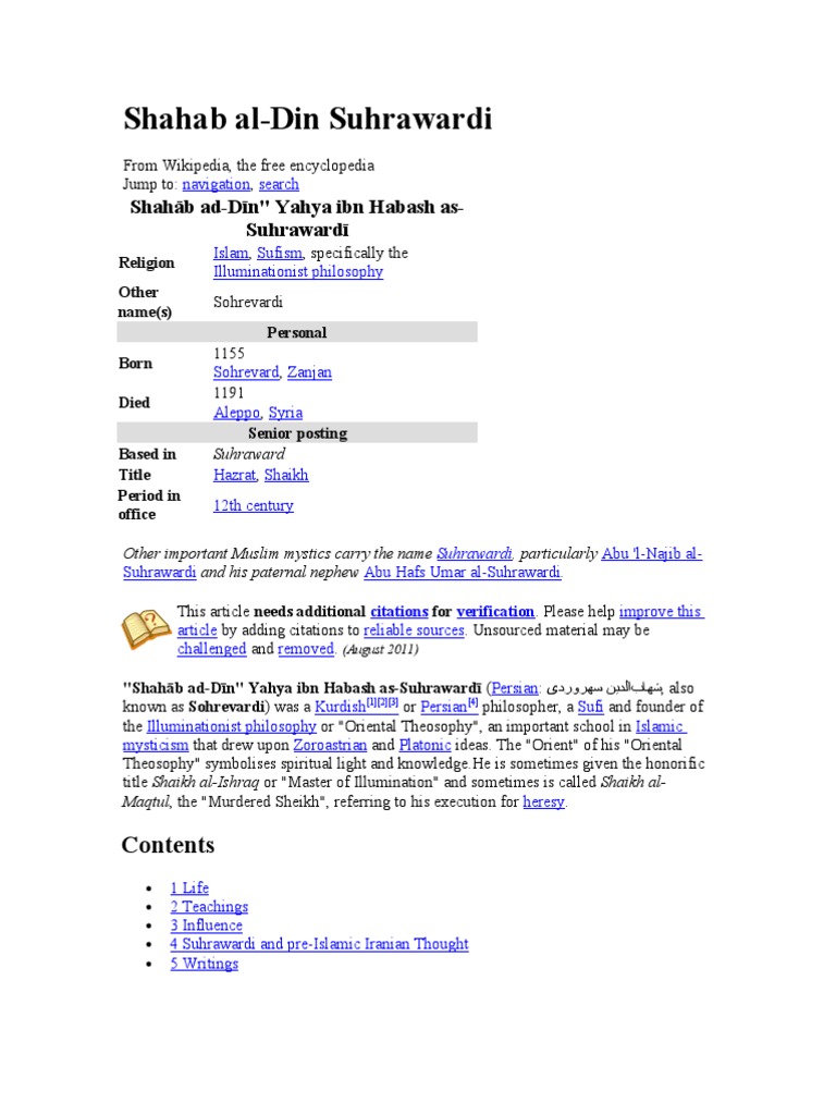 Shahabuddin Soharwardi R.A - Brief History - English - Wikepaedia | PDF | Science ...