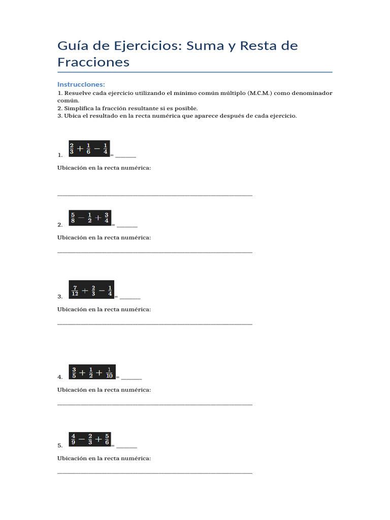 Guia Fracciones Suma Resta | PDF