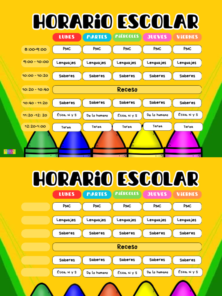 Horario Escolar y Ética N y S | PDF