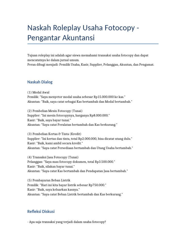 Naskah Roleplay Usaha Foto | PDF