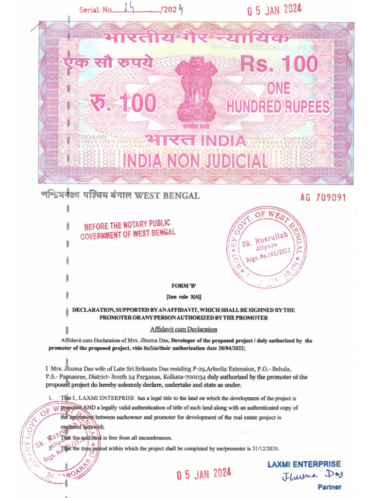 Notary - Premises No. 30a Subodh Kr. Banerjee RD (Sunny Heights Block A ...