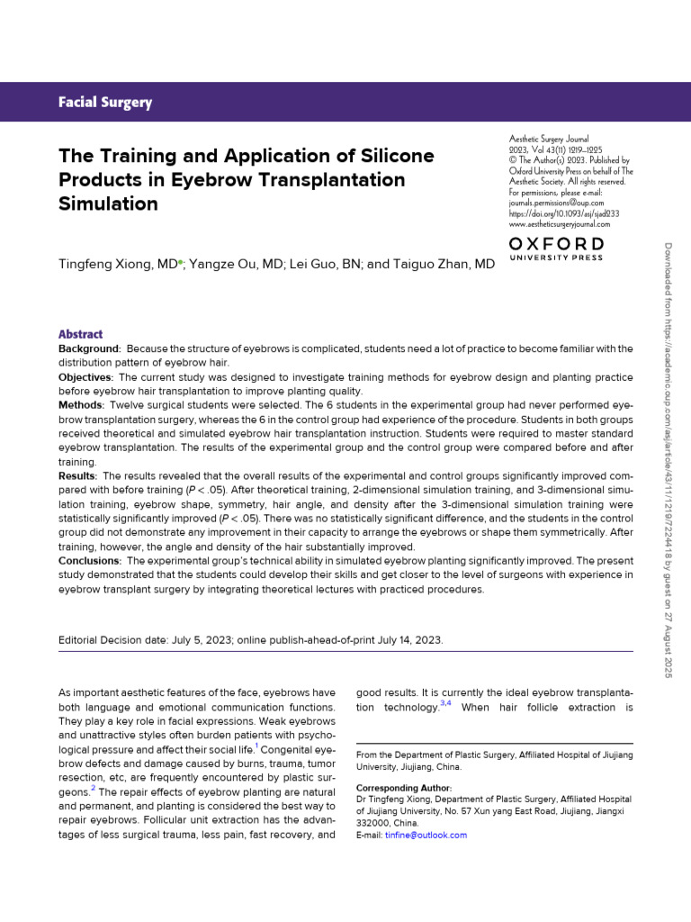 The Training and Application of Silicone Products in Eyebrow ...