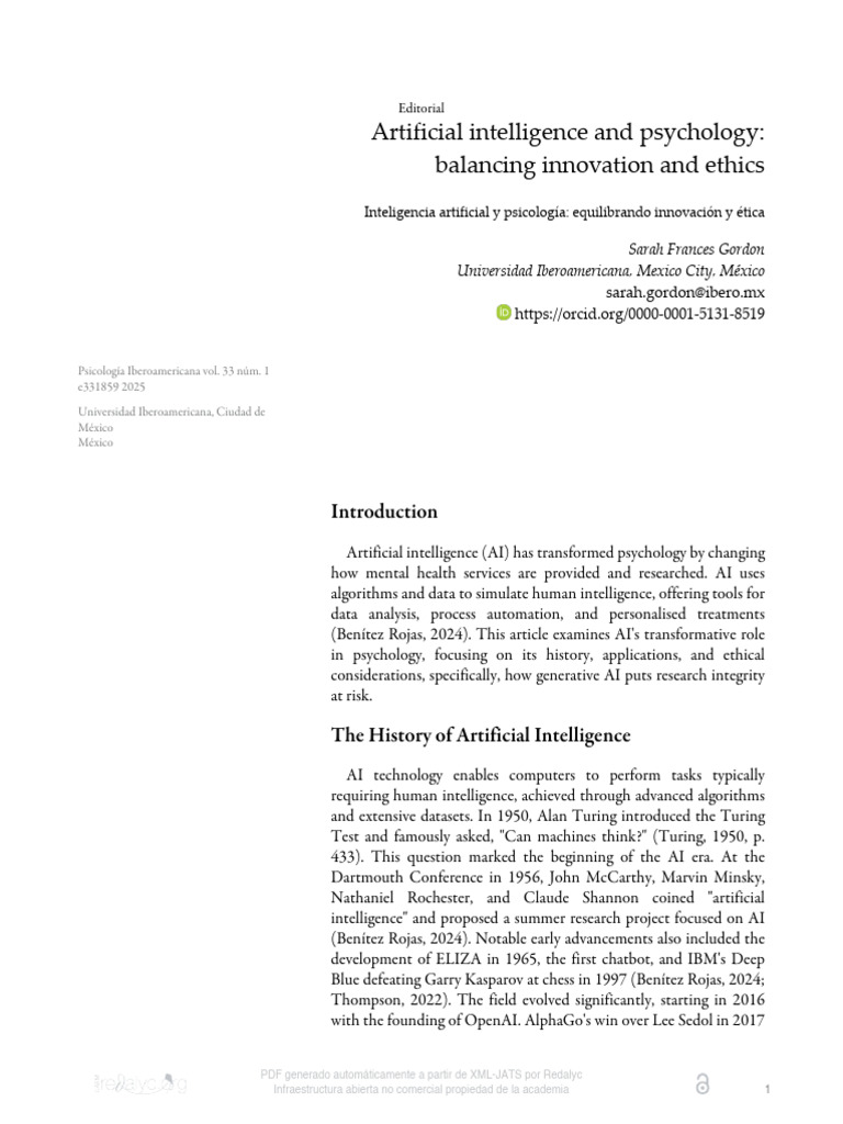 Artificial Intelligence and Psychology: Balancing Innovation and Ethics ...