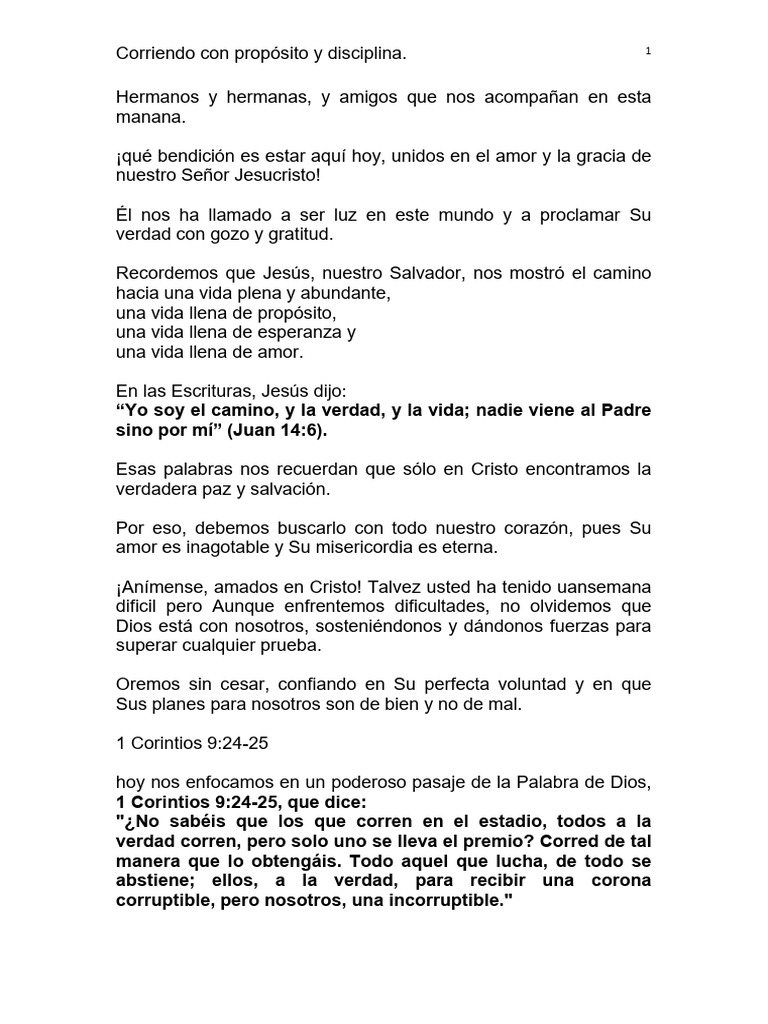 Corriendo con propósito y disciplina cristiana | PDF | Cristo (título ...