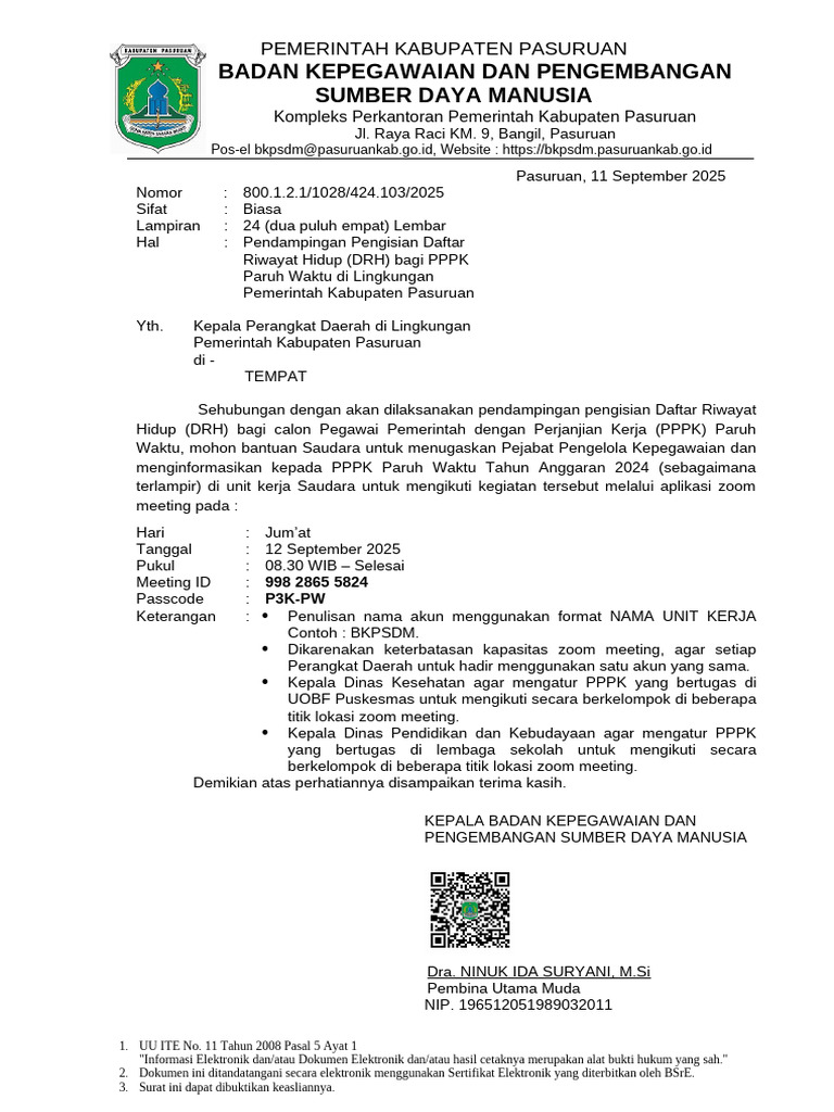 Pendampingan DRH PPPK Pasuruan 2025 | PDF