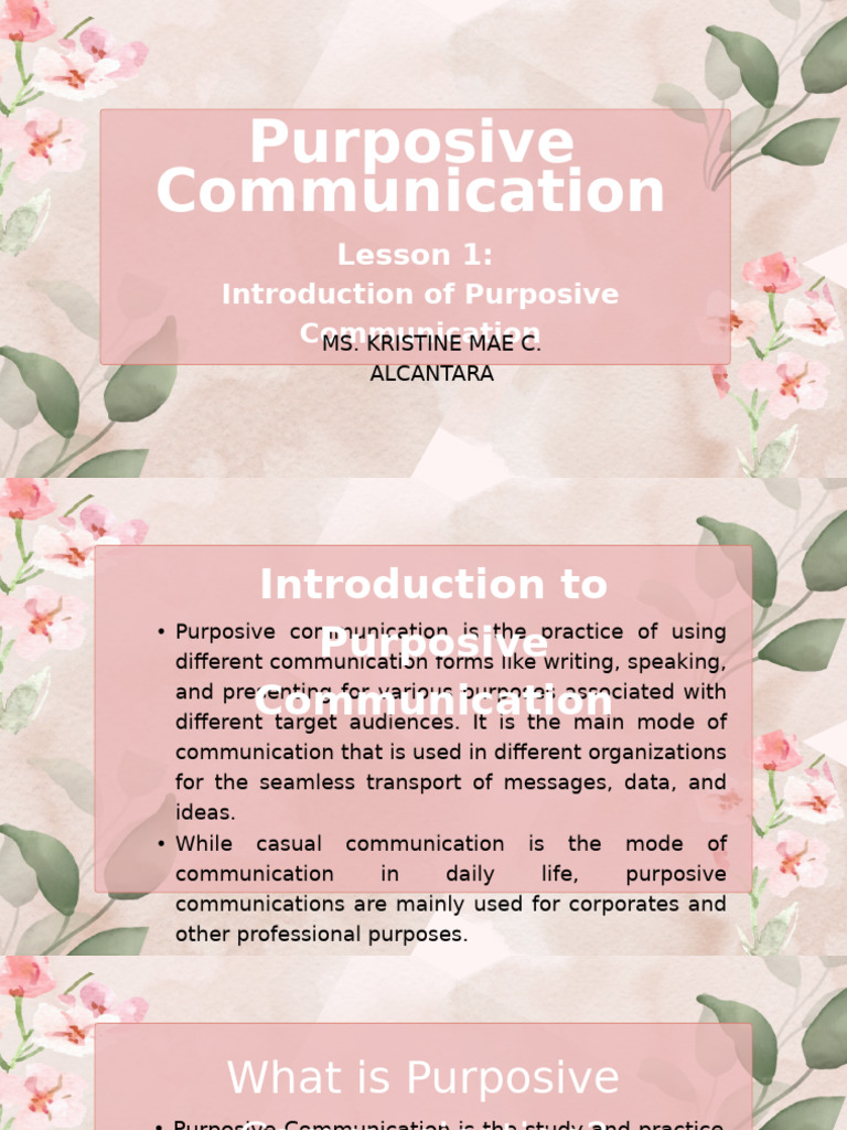 Understanding Purposive Communication | PDF | Communication | Cognition