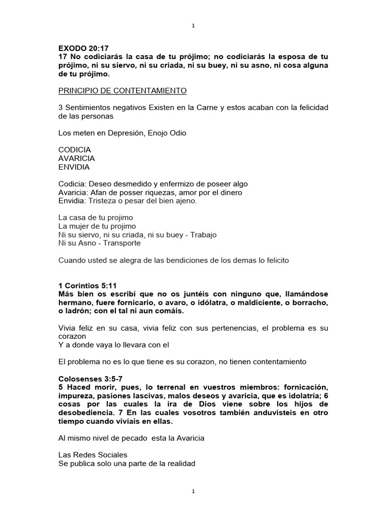 Mandamiento 10 | PDF | Envidia | Creencia religiosa y doctrina