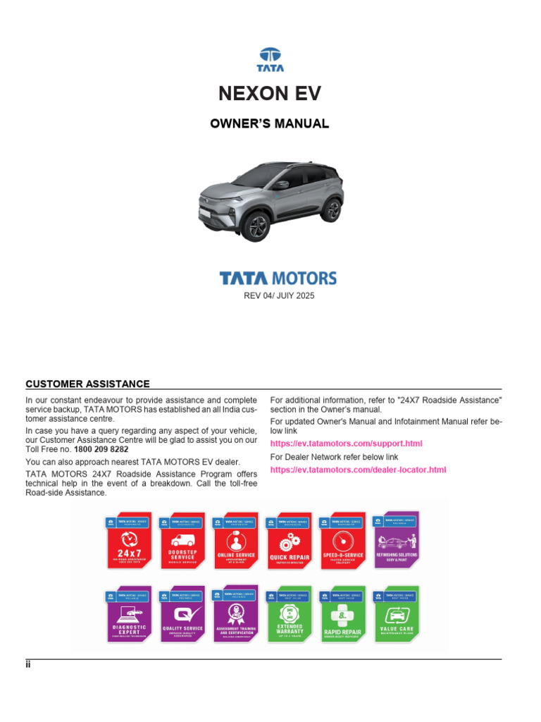 Nexon EV Owner's Manual Guide | PDF | Seat Belt | Electric Vehicle