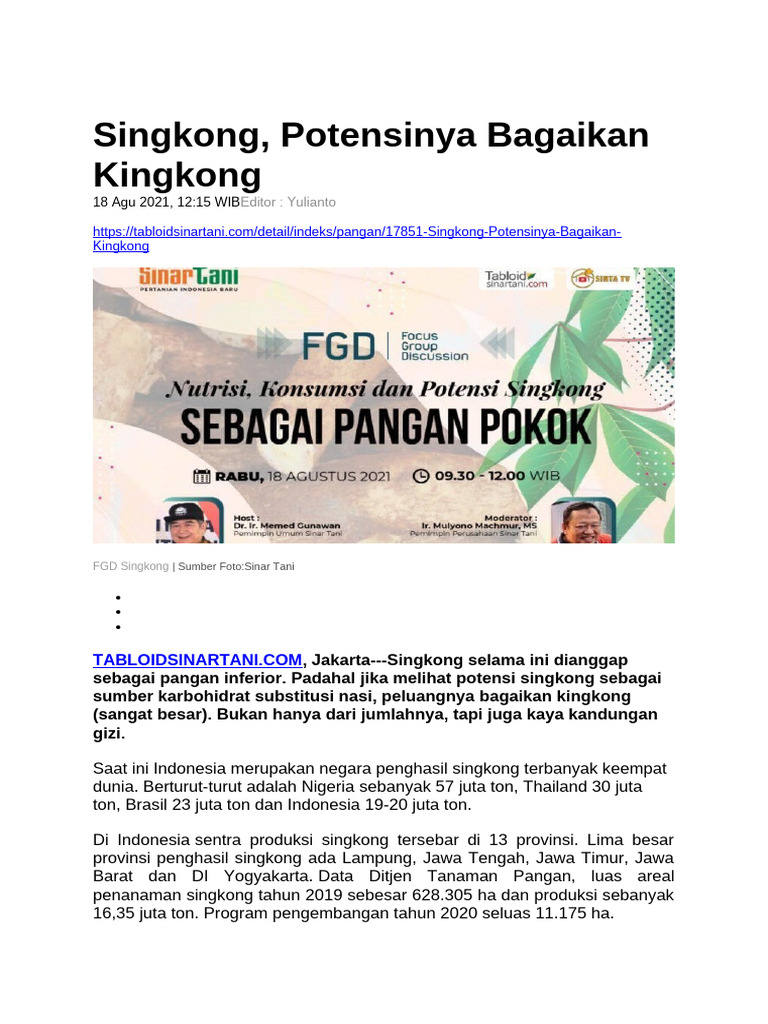 Singkong-Potensinya Bagaikan Kingkong | PDF