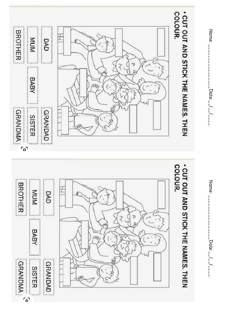 Family Members Matching Worksheet in Blue Illustrative Style | PDF