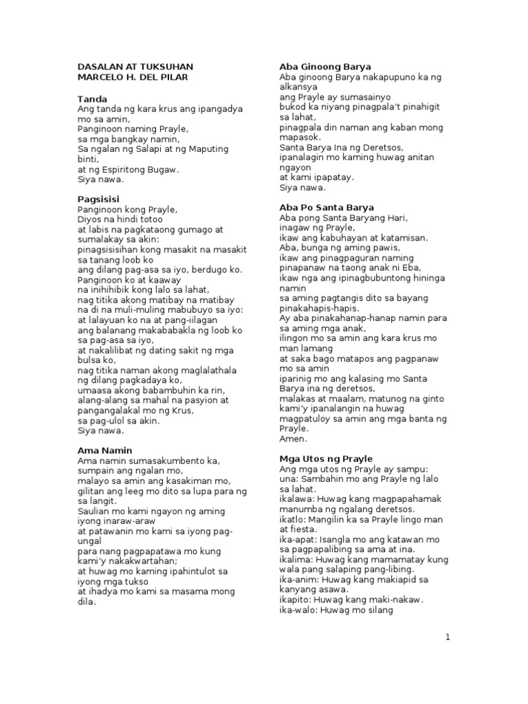 FIL11 Dasalan at Tocsohan | PDF