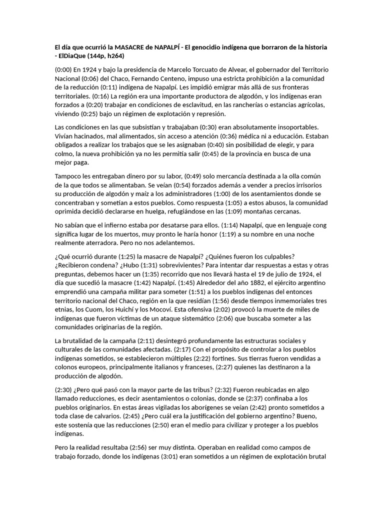 El Día Que Ocurrió La MASACRE de NAPALPÍ | PDF | Justicia | Crimen y ...
