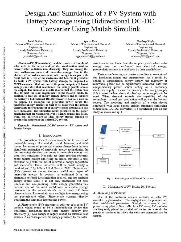 PV System with Battery Storage Simulation | PDF | Photovoltaics | Solar ...