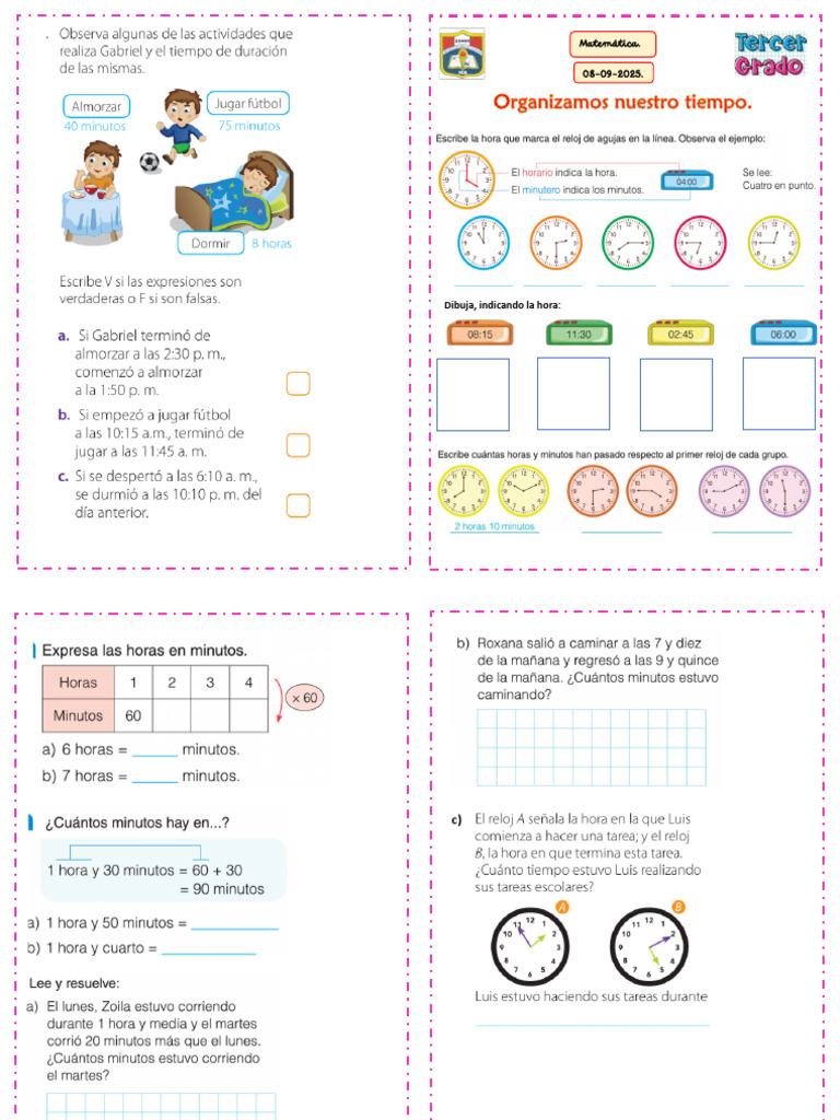 Ficha Organizamos Nuestro Tiempo. | PDF