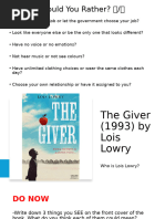 Chapter 16 Summary of The Giver | PDF | The Giver